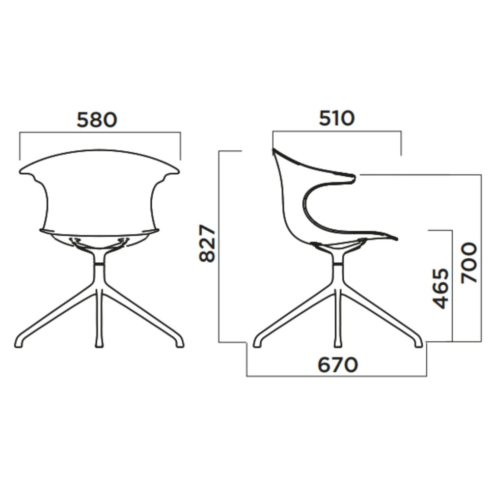 Chaise design en tissu avec pied étoile – Loop Mono